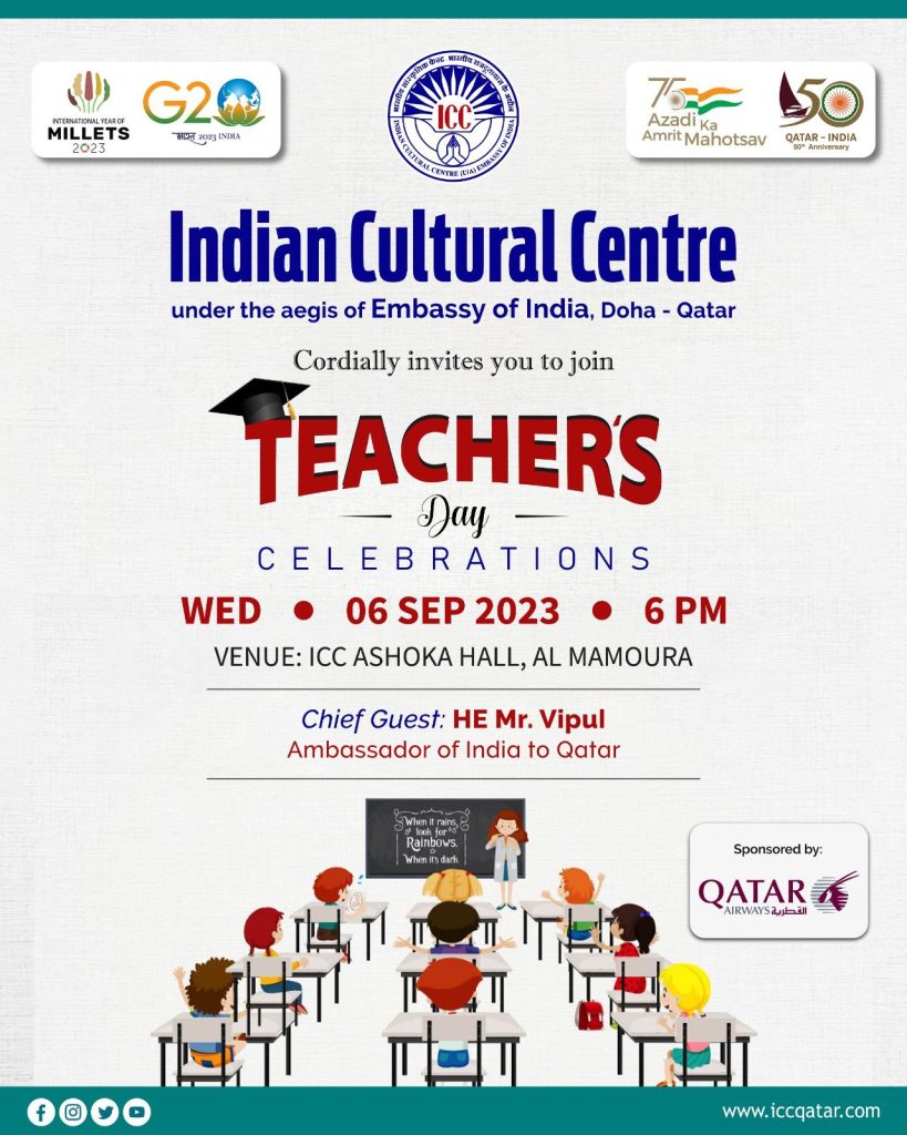 Indian Cultural Centre celebrates Teachers Day on Wednesday, 6th Sep ...