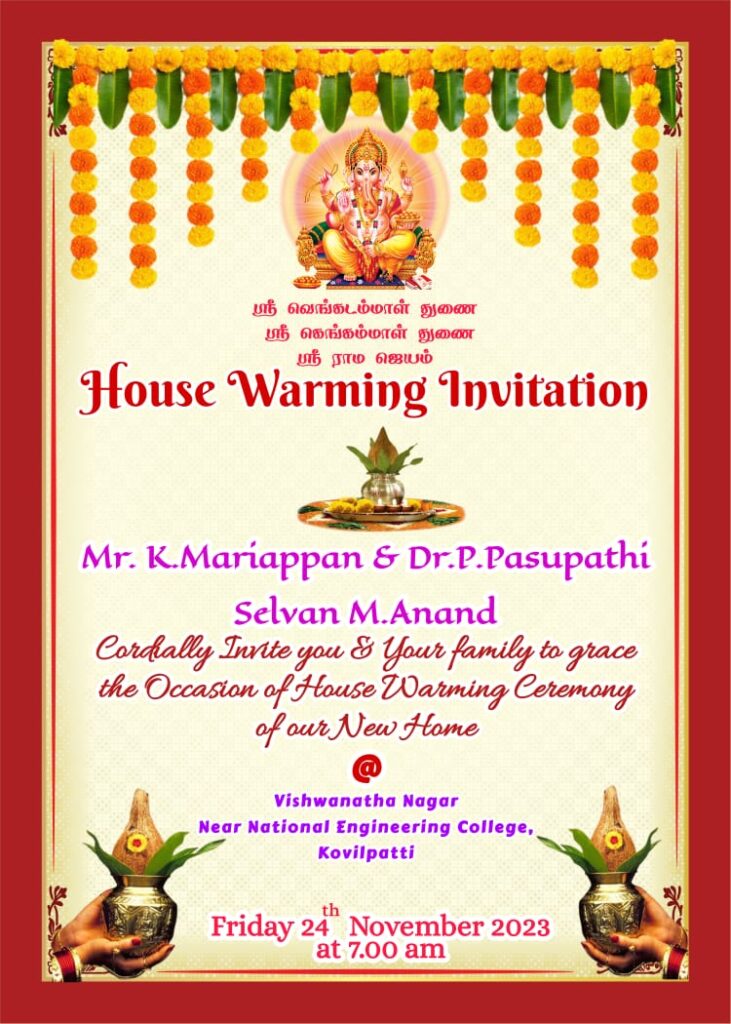 House Warming Ceremony!! Mr.K.Mariappan & Dr. P.Pasupathi & Family ...